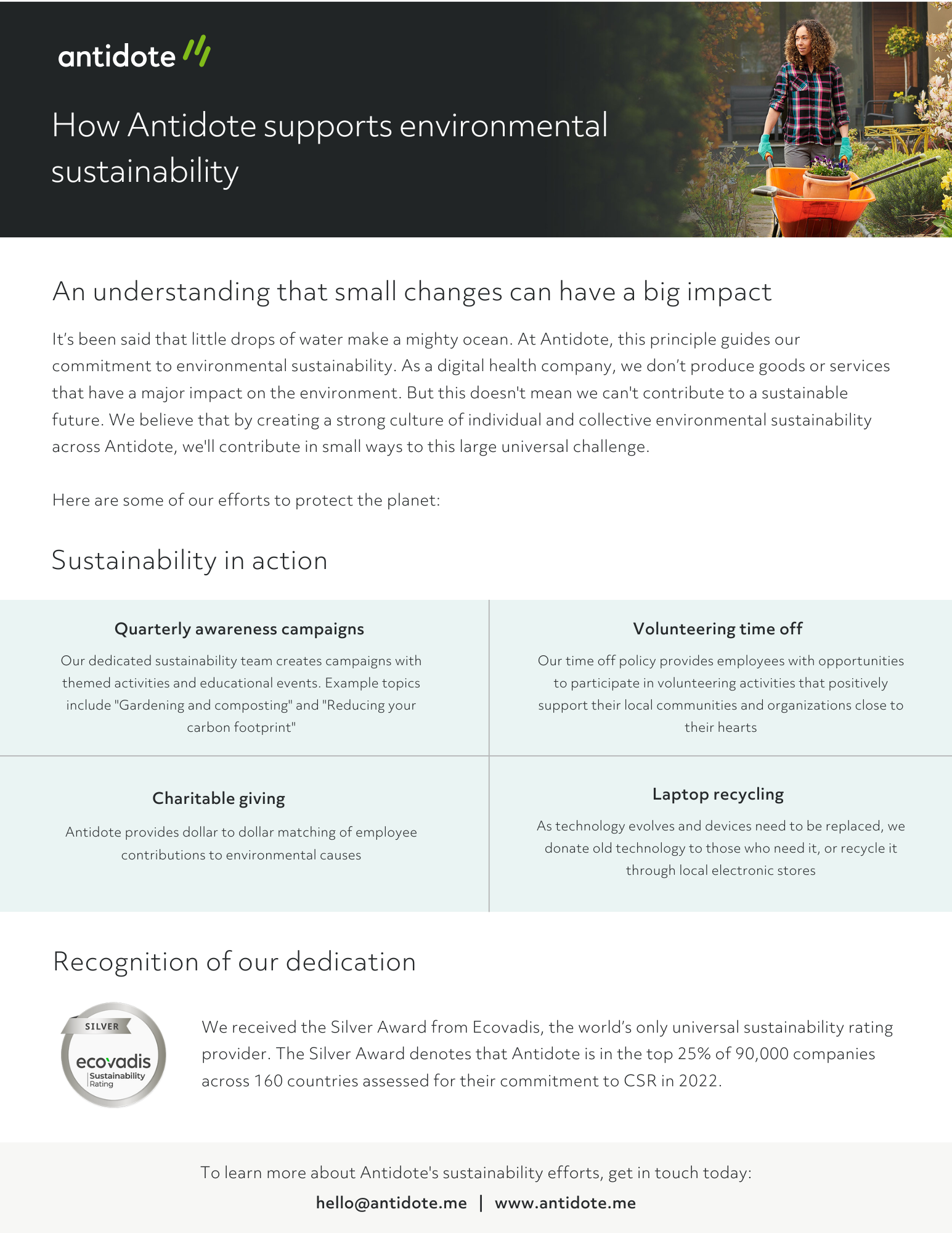 How Antidote supports environmental sustainability [one-pager]